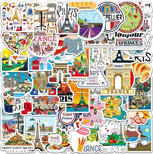 Amazon.com: Tourist Country France Stickers,50PCs,Paris Laptop Decals ...