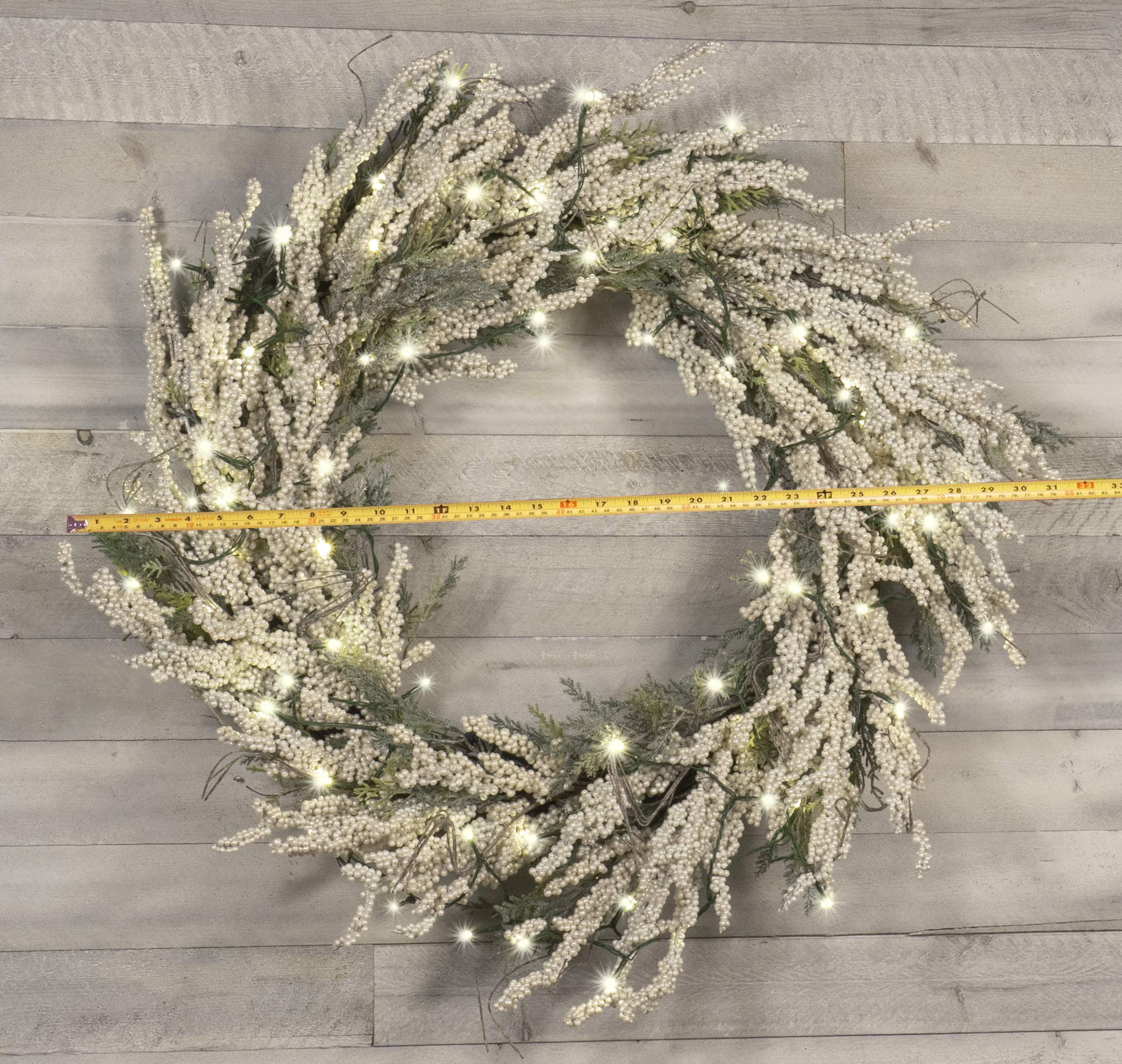 Lighted Cedar Twig Wreath 30" Faux Evergreen Cedar Wreath | CG Hunter