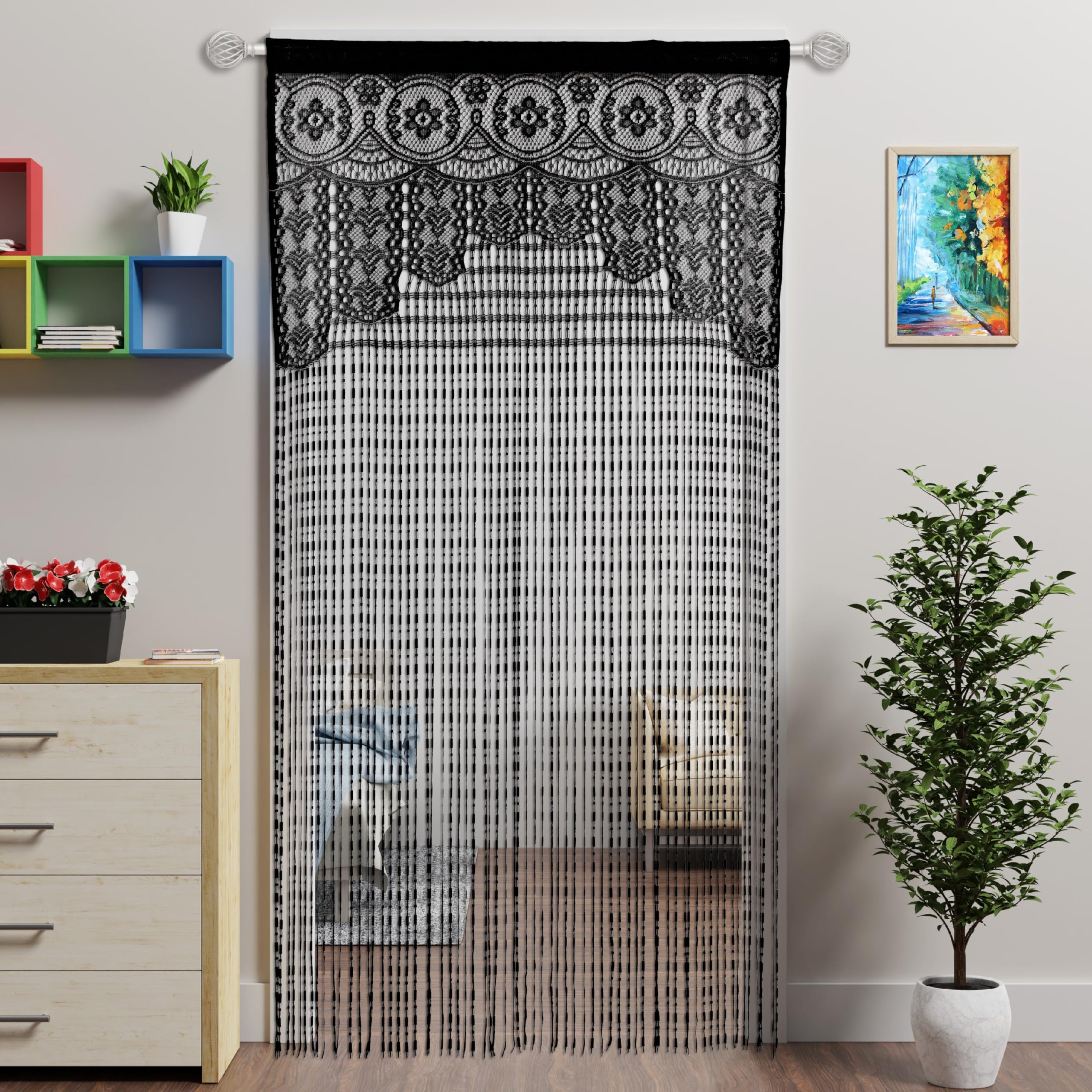 Amazon.com: Atsweetlife Lace Door String Curtain for Doorways，Bohemian ...