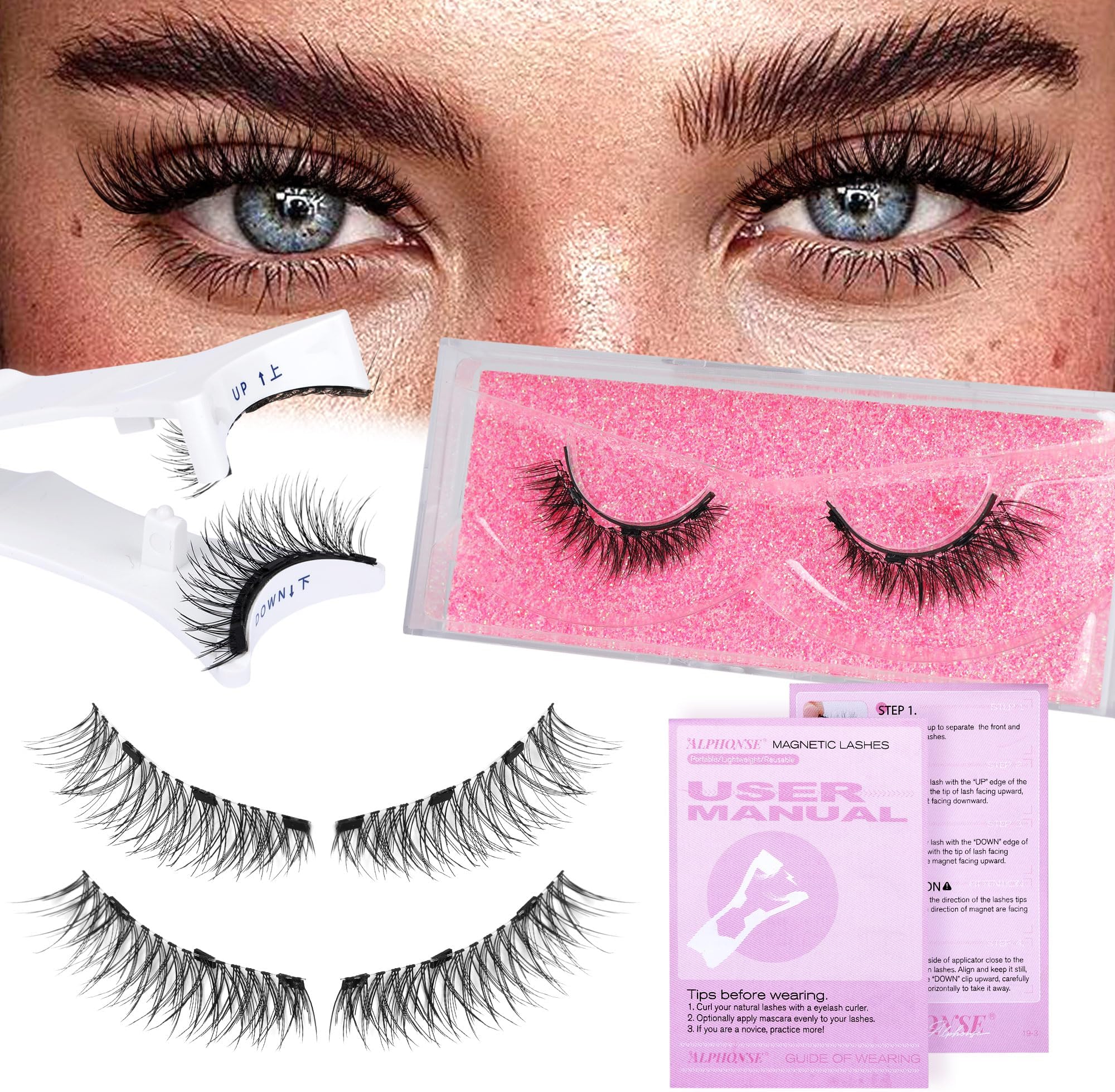 Amazon.com: Eefofnn Magnetic Eyelashes Natural Look Magnetic Lashes Kit ...