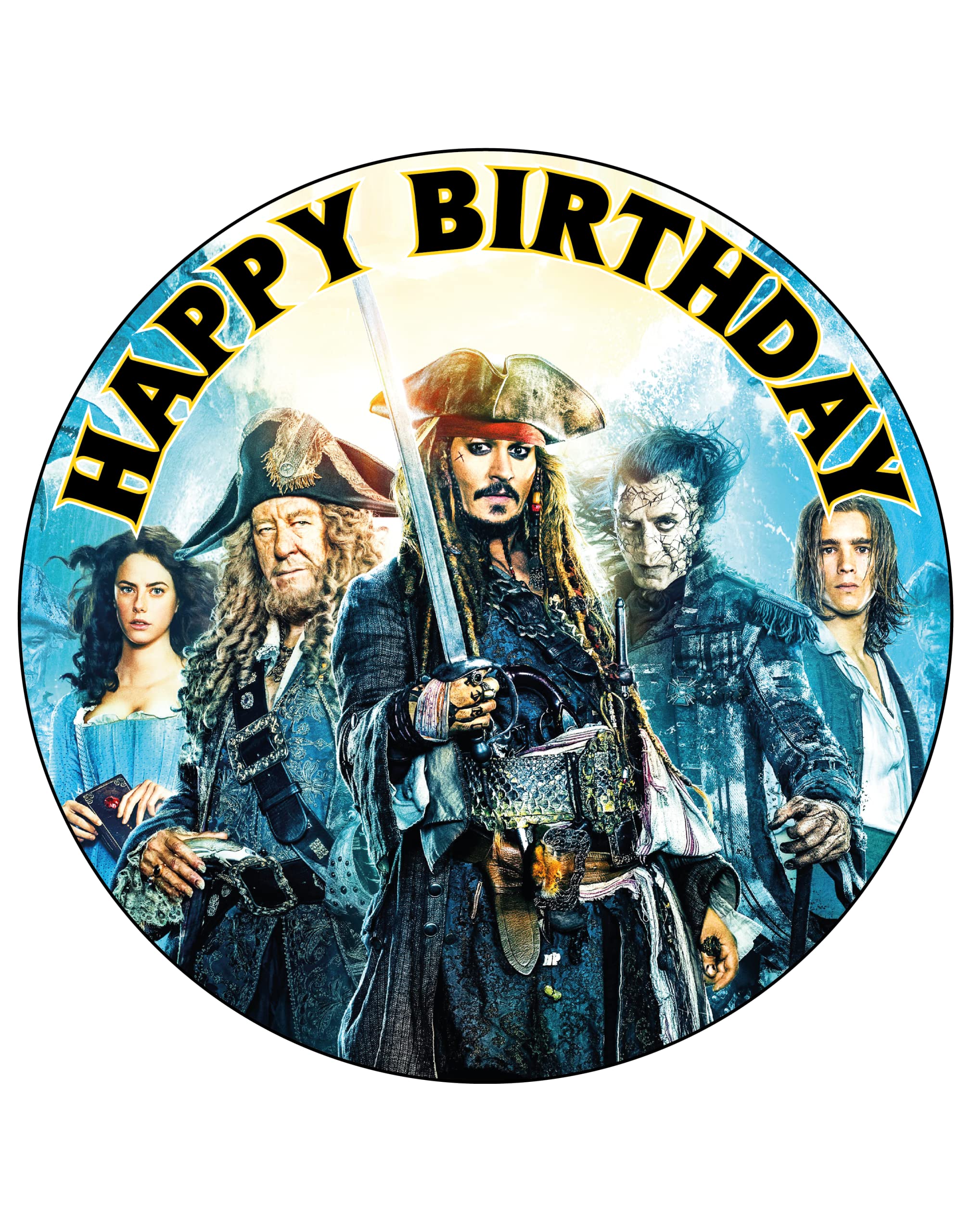 Amazon.com: 7.5 Inch Pirates Of The Caribbean Cake Topper – Round ...