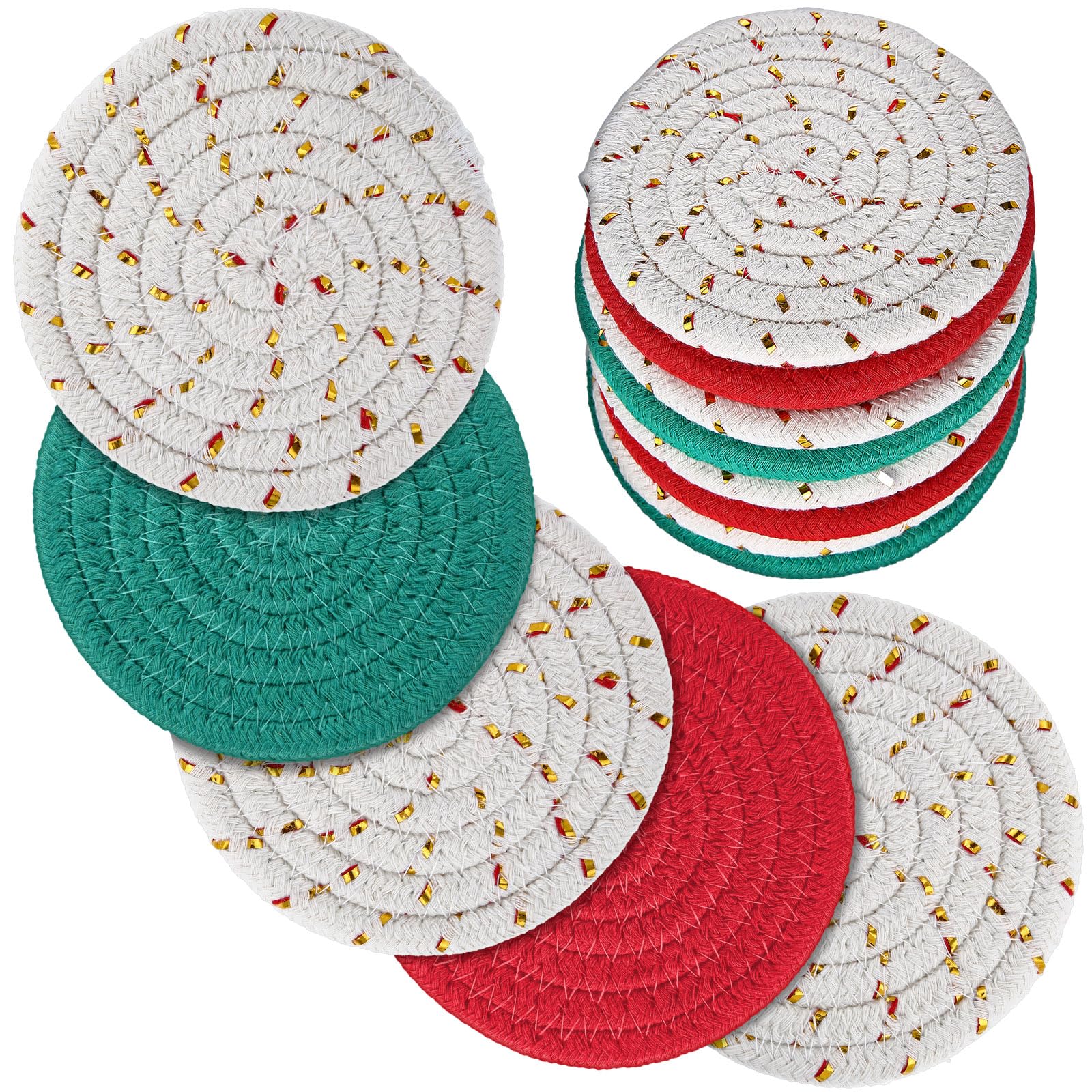 Amazon.com: Patelai 8 Pieces Christmas Coasters Set Holiday Coasters ...