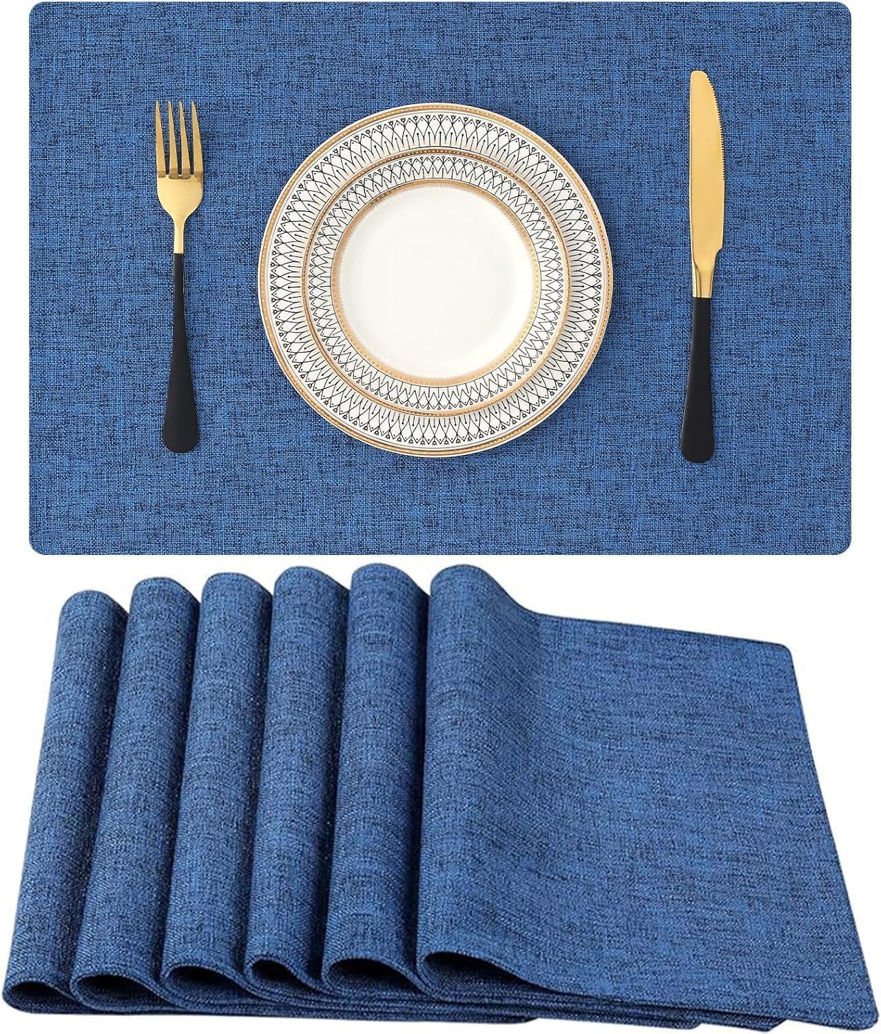 Amazon.com: LANDVIEW Cloth Placemats Set of 6, Cotton Linen Blend ...