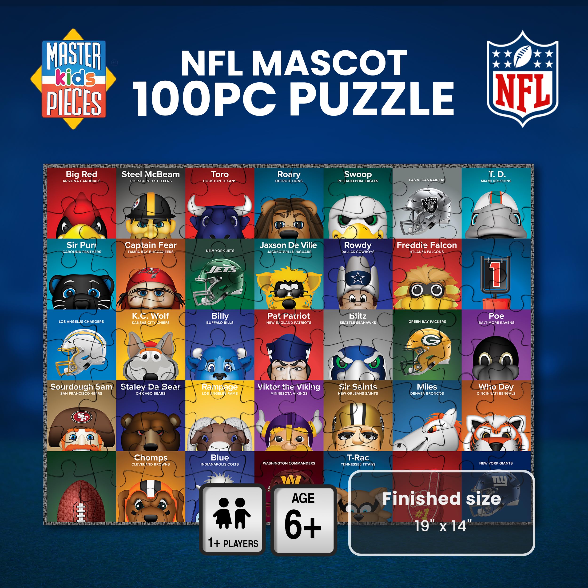 Snapklik.com : NFL Mascots 100-Piece Puzzle For Kids