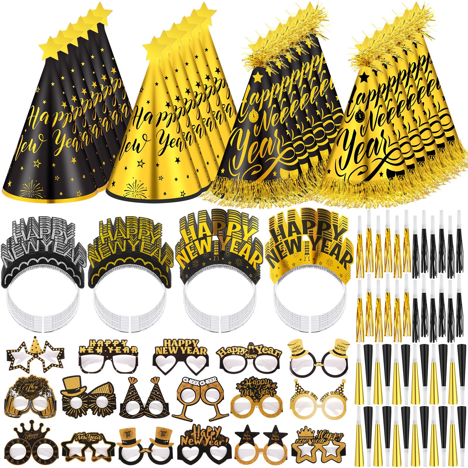 Amazon.com: Suhine 120 Pcs Happy New Year Party Kit 2025 New Years Eve ...