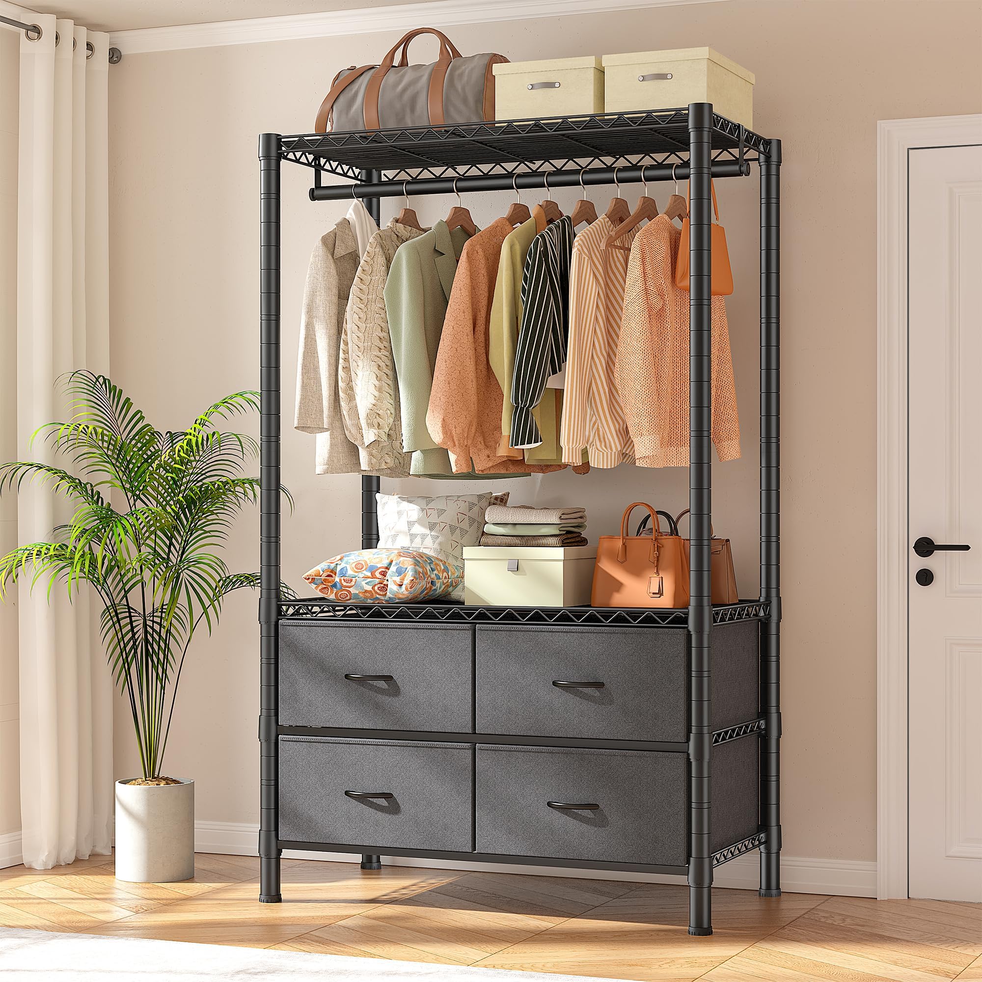 Amazon.com: Raybee Clothing Racks with 4 Drawers, Heavy Duty Clothes ...