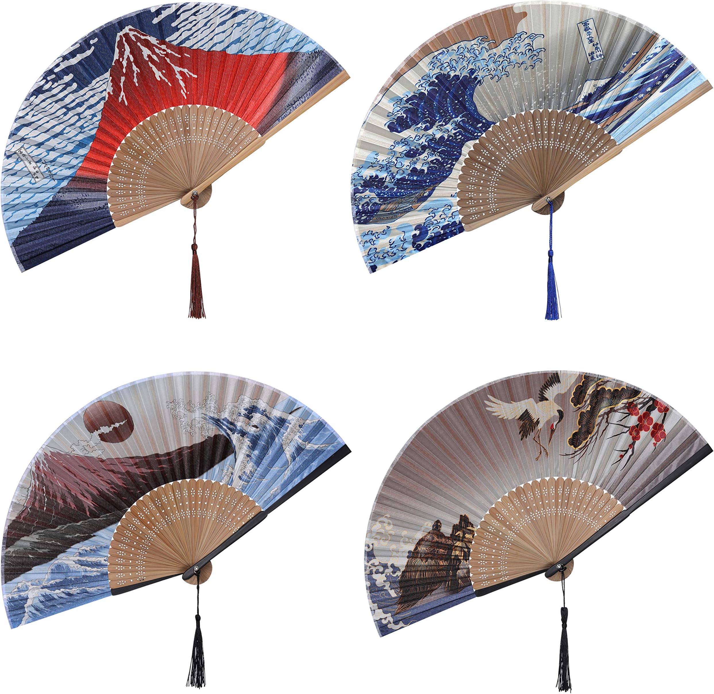 Amazon.com: BABEYOND 8pcs Vintage Folding Hand Fan Embroidered Sequins ...
