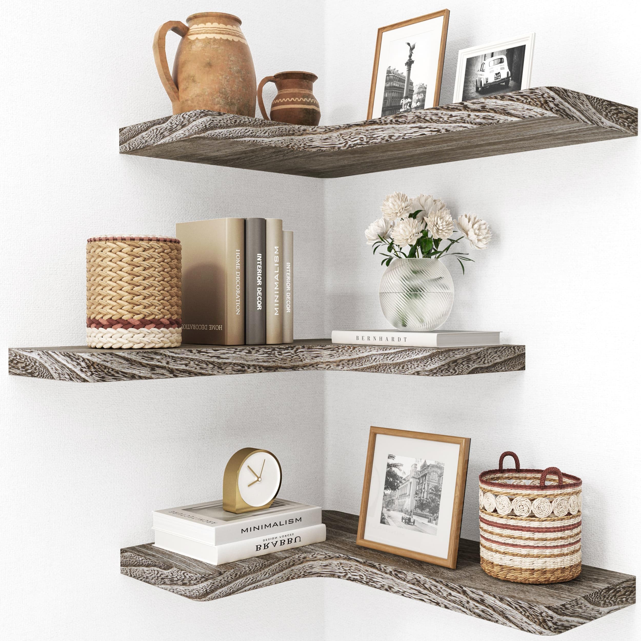Amazon.com: Amada HOMEFURNISHING Corner Floating Shelves, Set of 4 ...