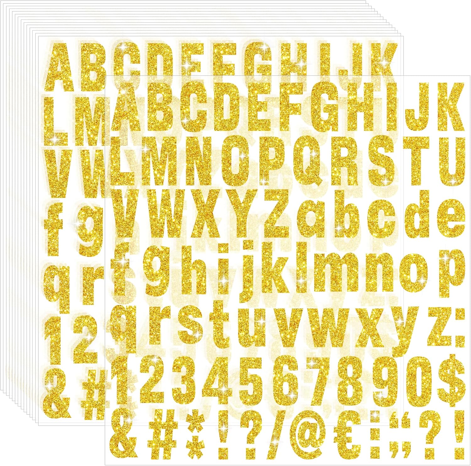 Amazon.com: 1215 Pcs 15 Sheets Gold Letter Stickers Glitter Alphabet ...