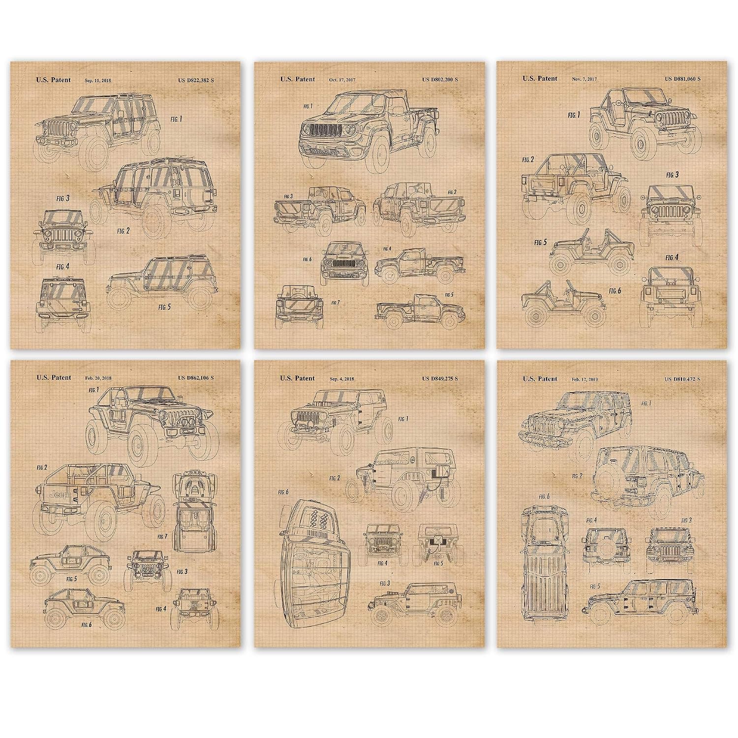 Amazon.com: Vintage Jeep 4x4 Patent Prints, 6 (8x10) Unframed Photos ...
