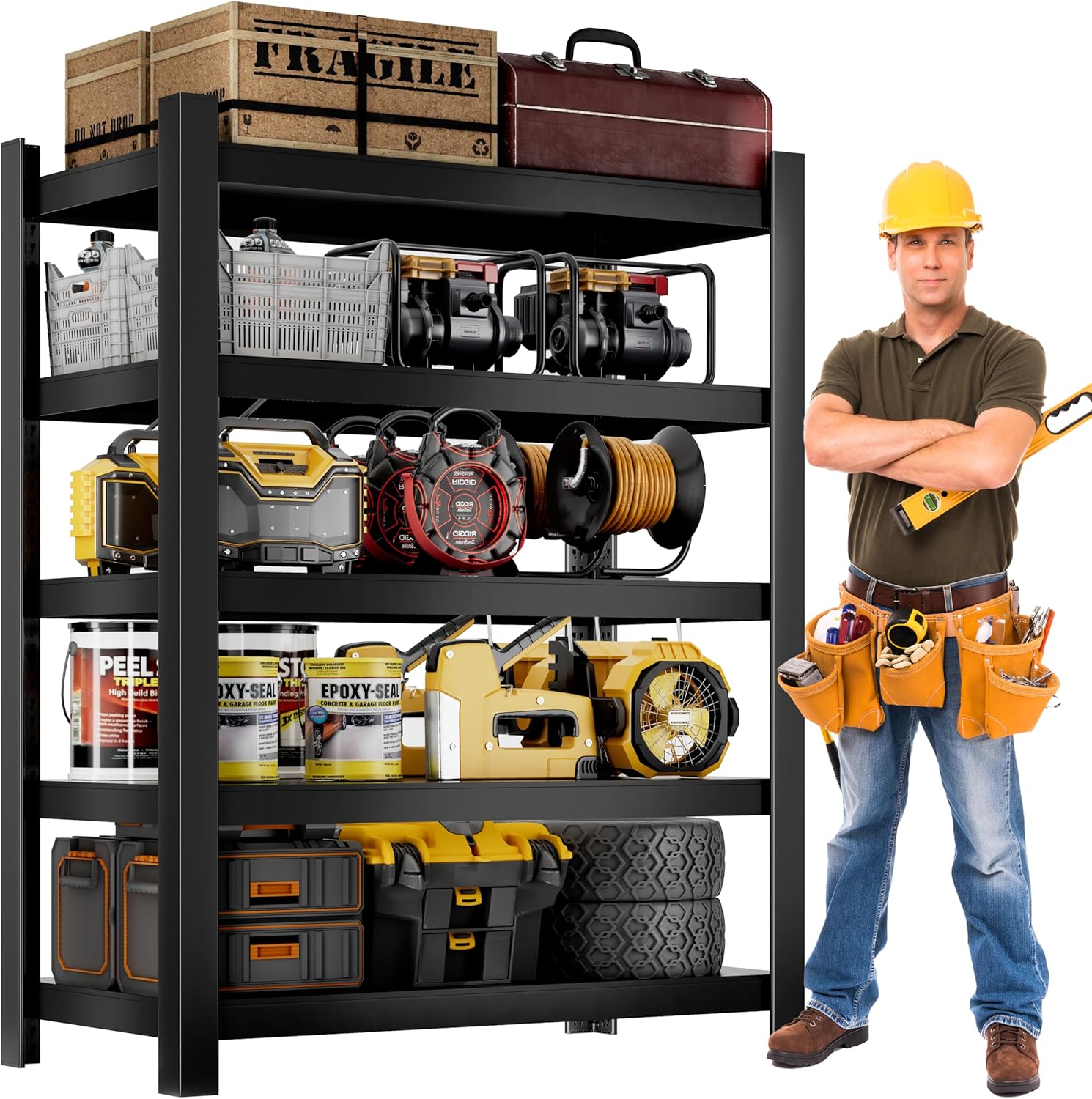 Amazon.com: CJF Adjustable Garage Storage Shelves, 5-Tier Garage ...