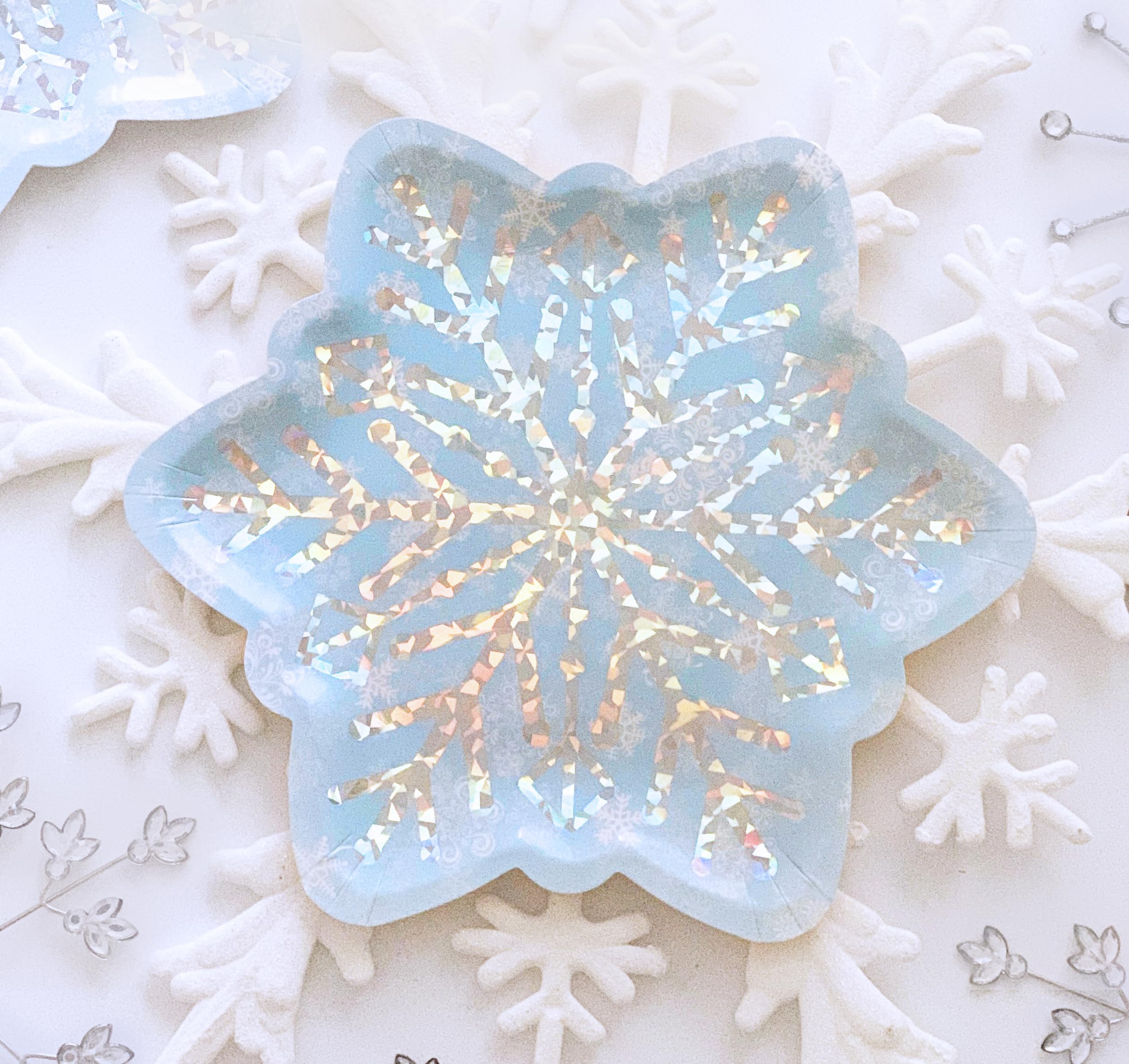 Amazon.com: Snowflake Paper Plates - 8 Count - Snowflake Party Supplies ...