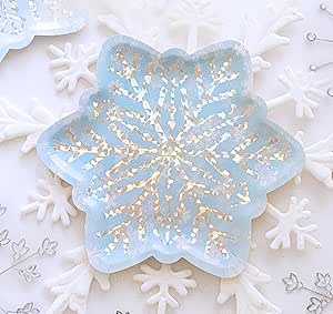 Amazon.com: Snowflake Paper Plates - 8 Count - Snowflake Party Supplies ...
