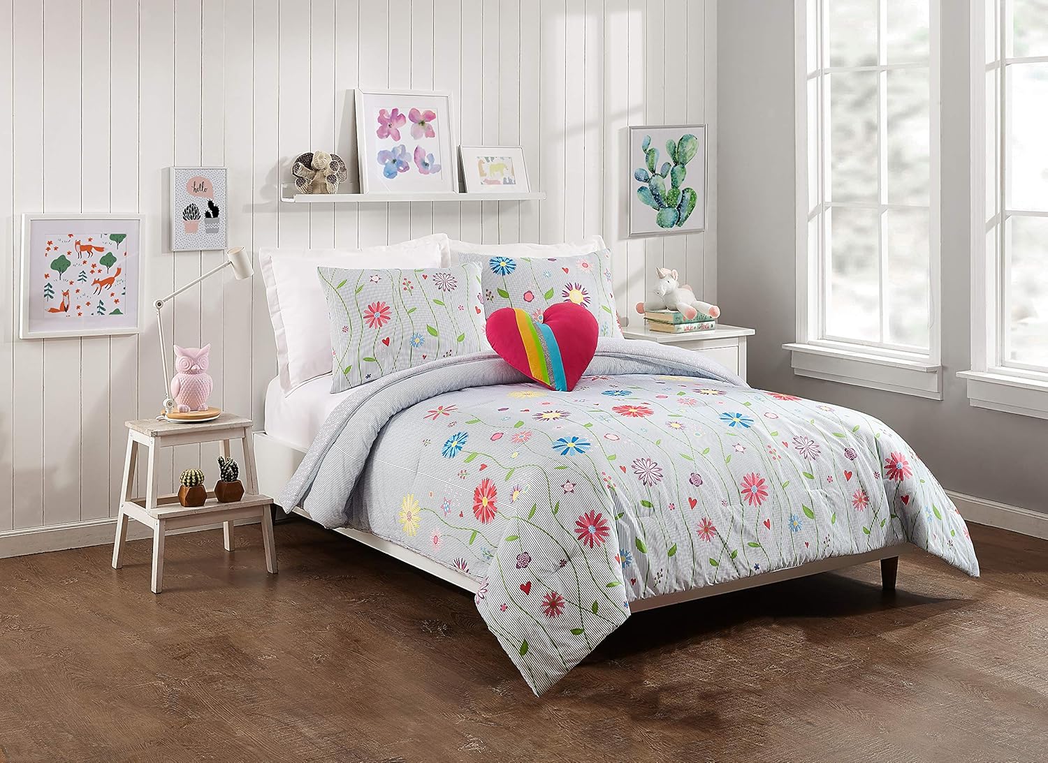 Amazon.com: Jessica Simpson Growing Garden Comforter Set, Twin, Blue ...