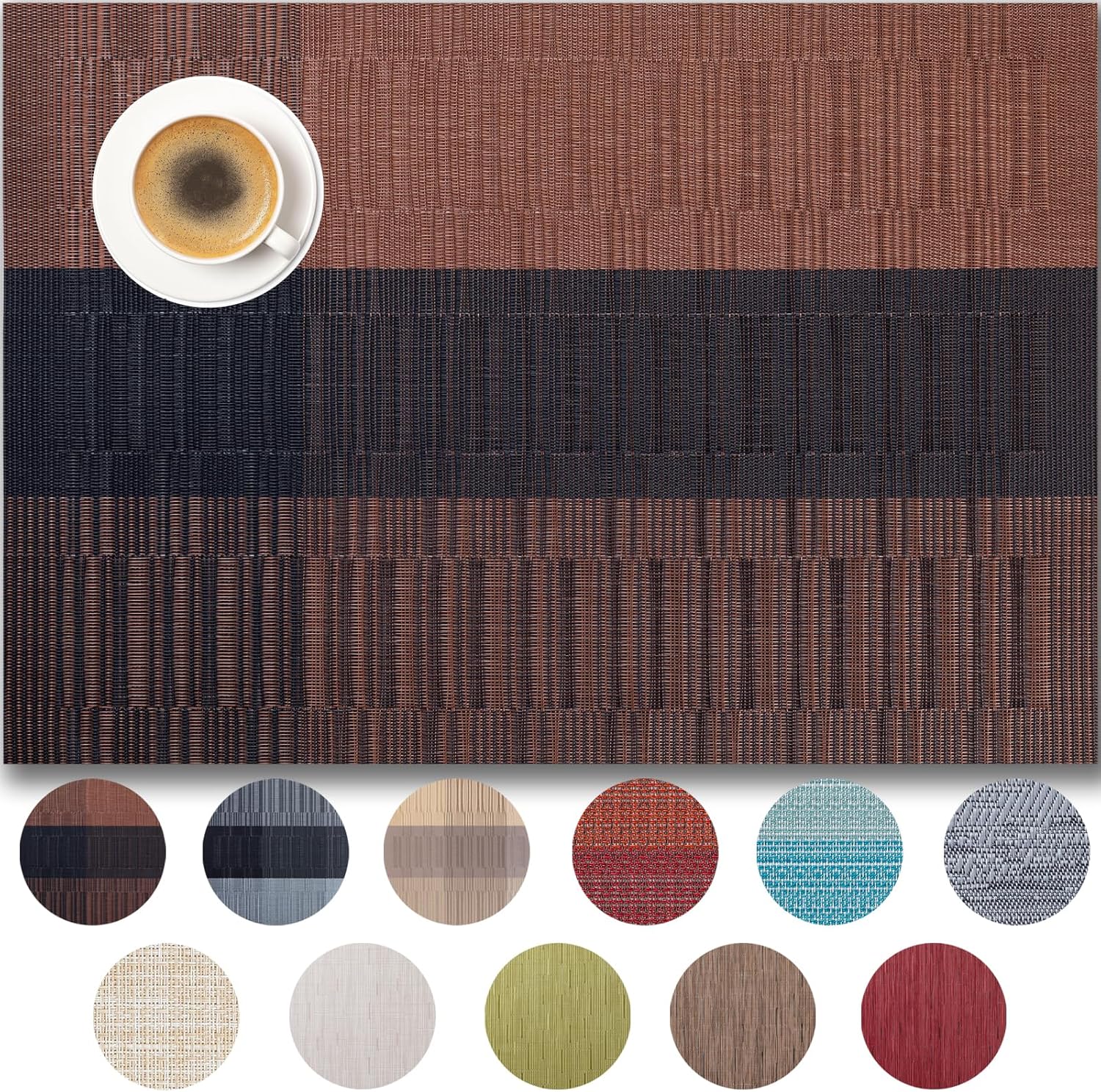 Amazon.com: Placemats Set of 4 - Easy Clean Woven Vinyl Placemats for ...