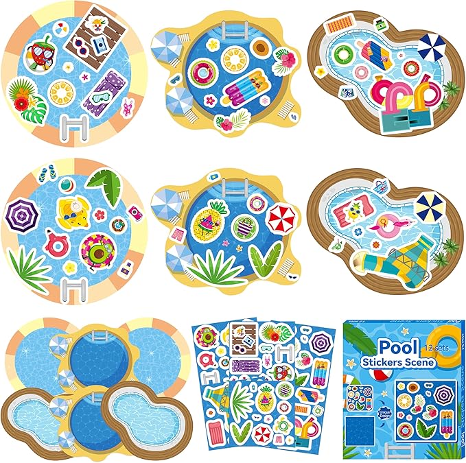 Amazon.com: CY2SIDE Summer Pool Sticker Scene - 12 Set Make A Pool ...