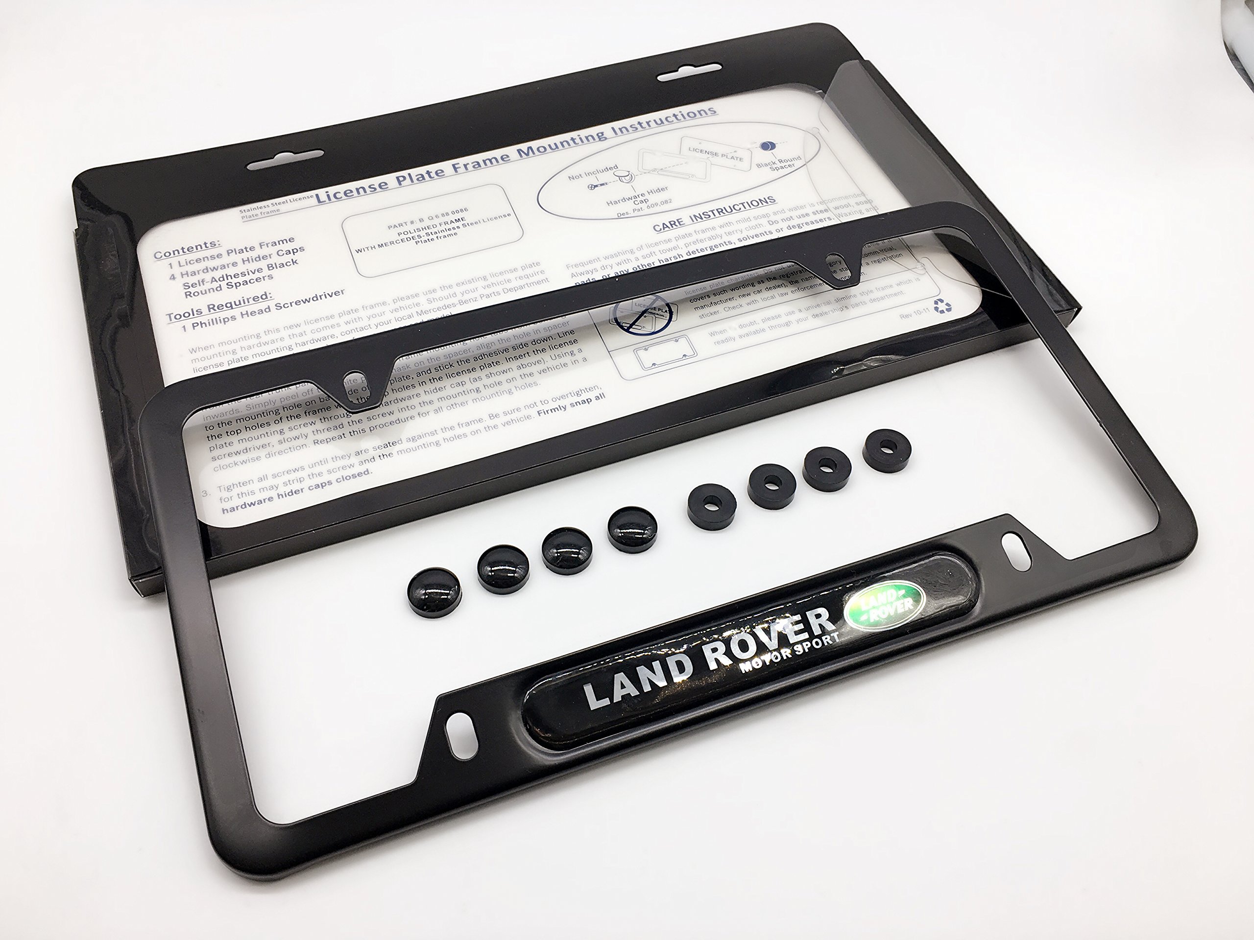 LAND ROVER License Plate Frame Kit Matte Black Satin Premium Finish 1 ...