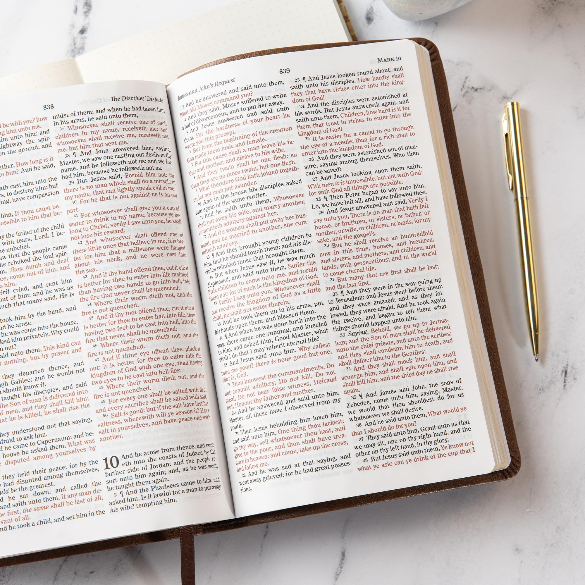 Snapklik.com : KJV Thinline Bible, Brown LeatherTouch, Red Letter, Pure ...