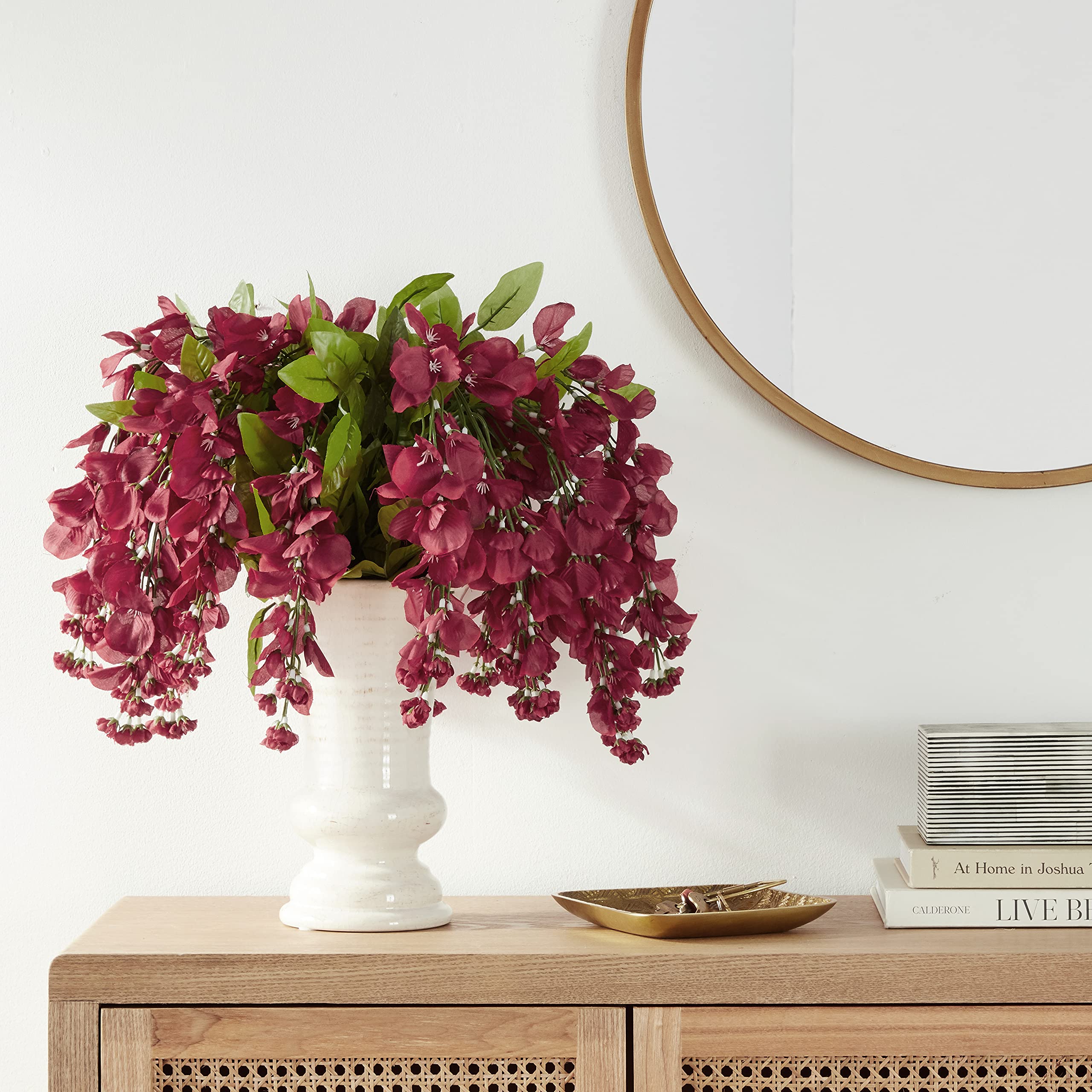 Admired by Nature GPB392-BURG Artificial Wisteria Hanging Flowers Bush ...