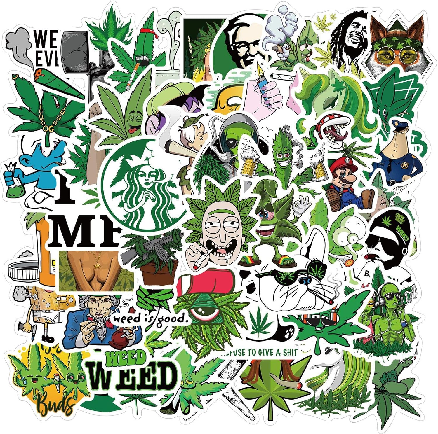Amazon.com: Weed Smoking Stickers,50pcs Vinyl Waterproof Stickers for ...
