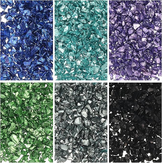 Amazon.com: uxcell 6 Colors Crushed Glass Chips, 1-3mm Irregular Glitter Metallic Glass Broken ...