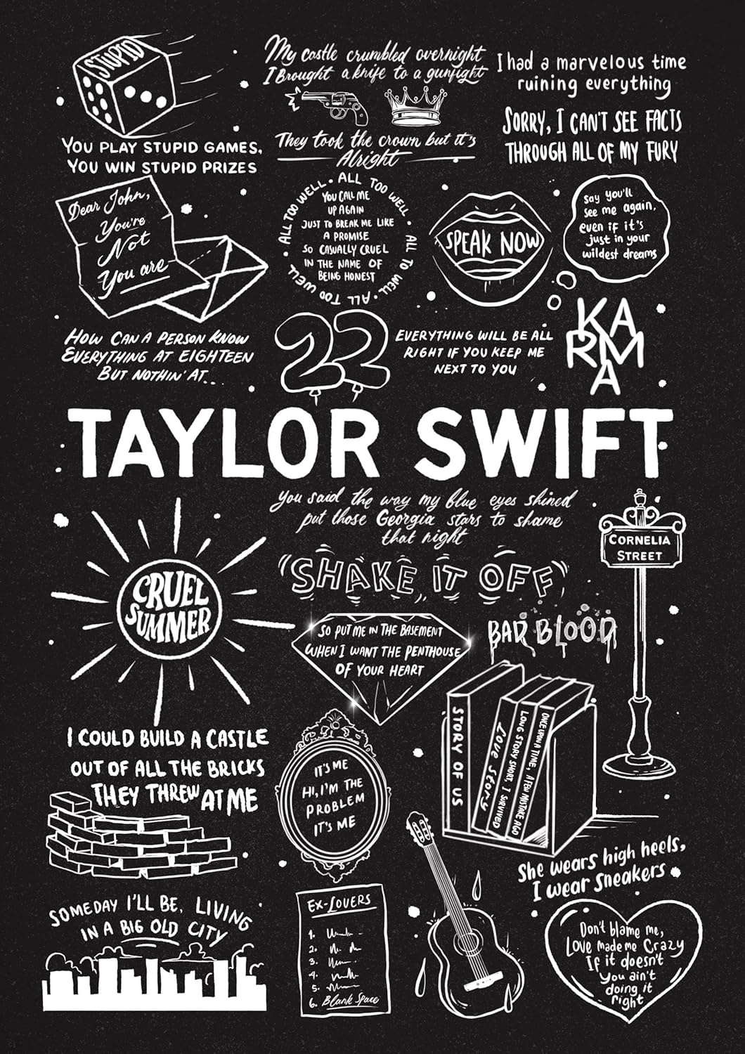 Taylor Swift Doodle Lyric Poster - Taylor Swift Print Gifts - Taylor ...