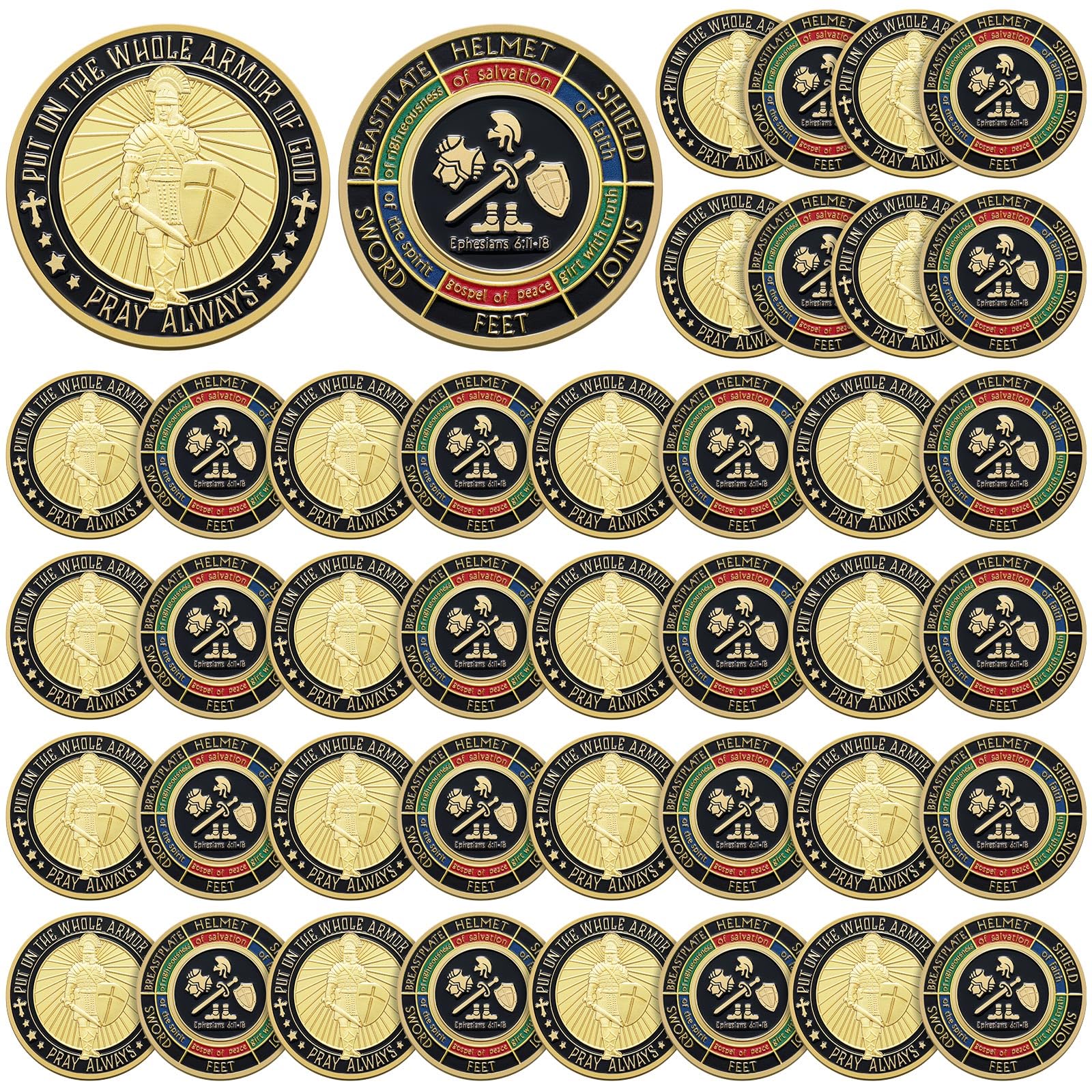 Nosiny 40 Pcs Put on The Whole Armor of God Coin Metal Commemorative ...