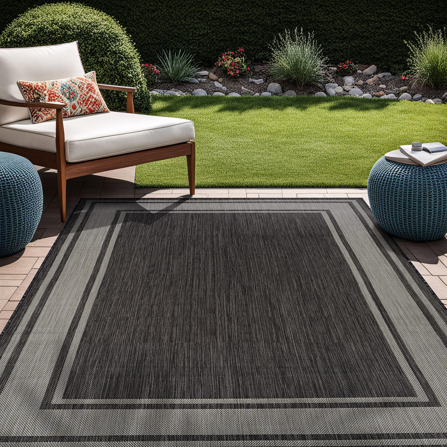 Amazon.com: Beverly Rug Outdoor Rug 5x7 Modern Bordered Area Rugs for ...