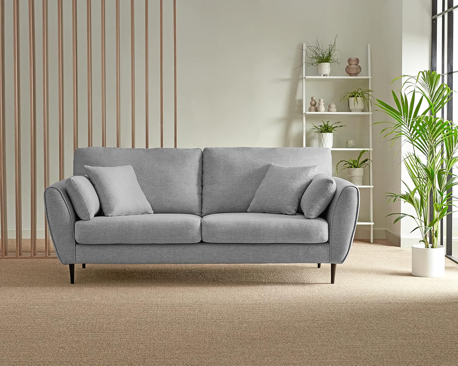 Furniturebox UK 3 Seater Fabric Sofa - 'Ida' Upholstered Modern Grey ...