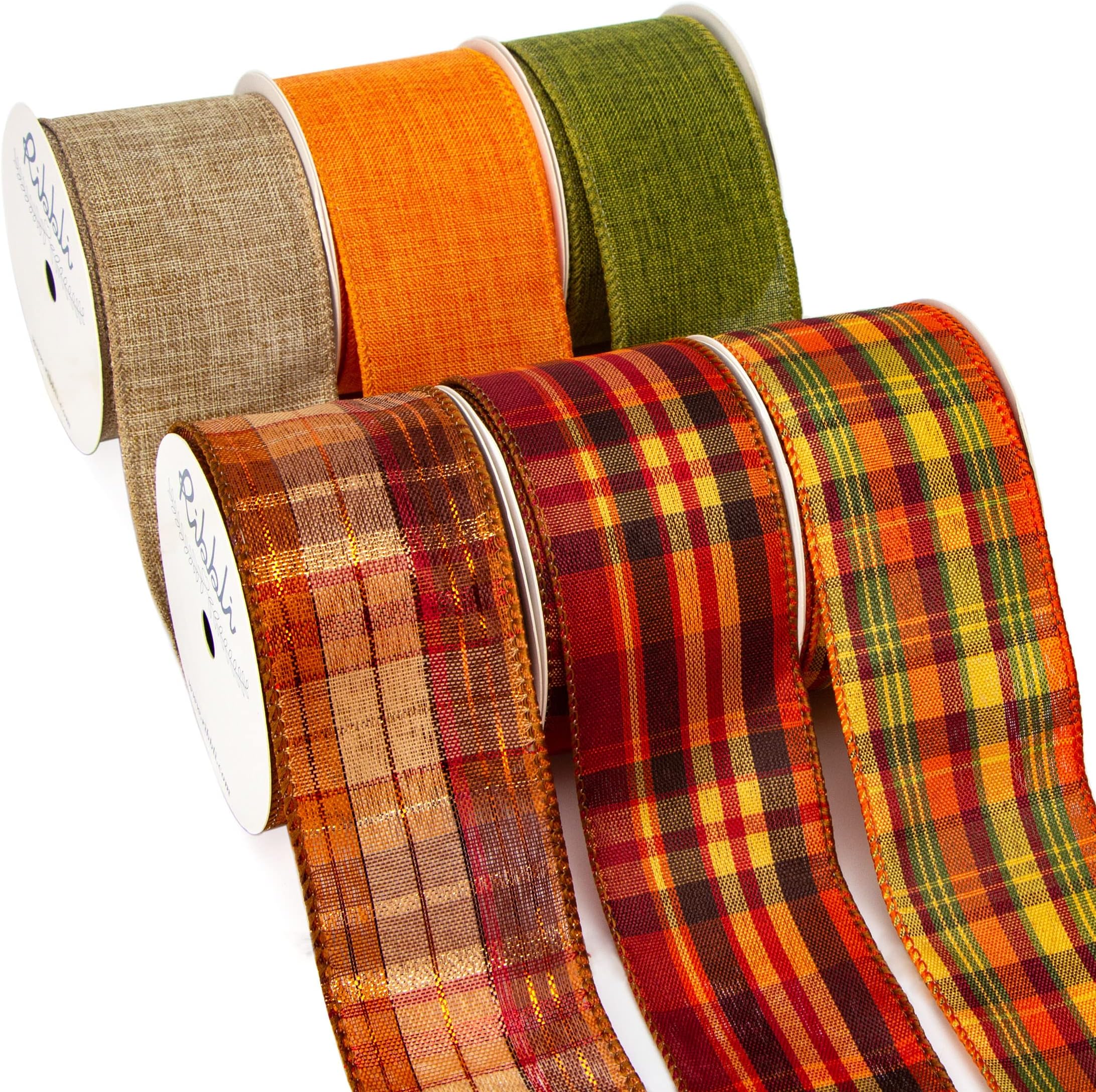 Amazon.com: Ribbli Fall Burlap Ribbon,Natural/Orange/Sage Green/Fall ...