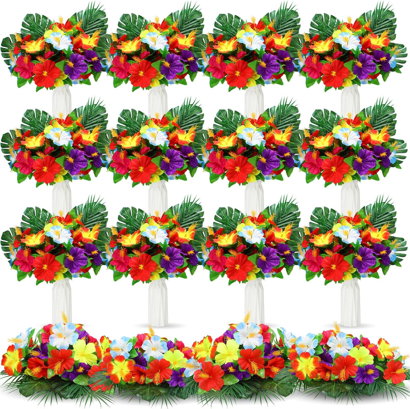 Amazon.com: Hotop 48 Pcs Hawaiian Flower Centerpieces for Tables ...