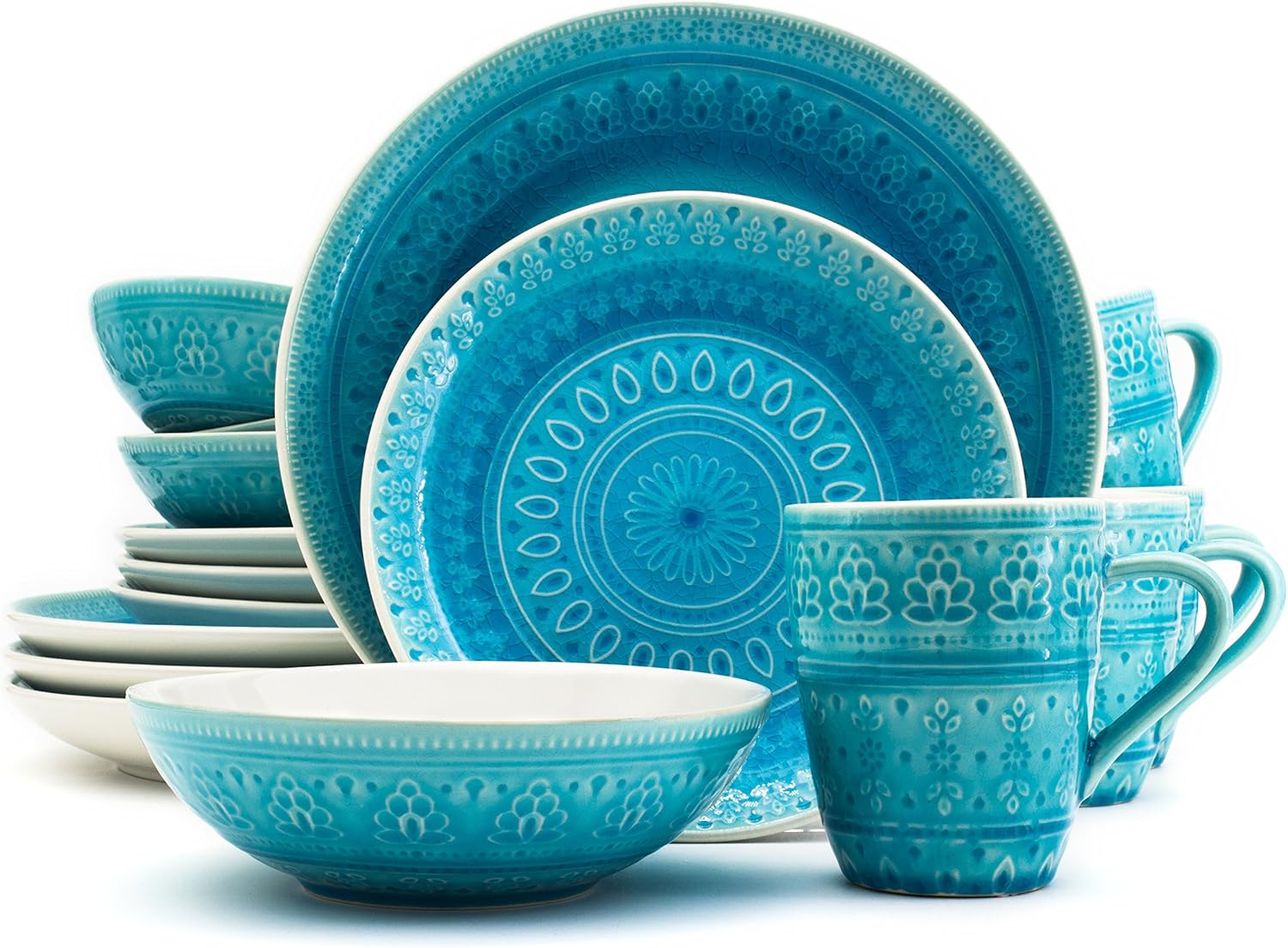 Amazon.com | Euro Ceramica Fez Collection 16 Piece Ceramic Reactive ...