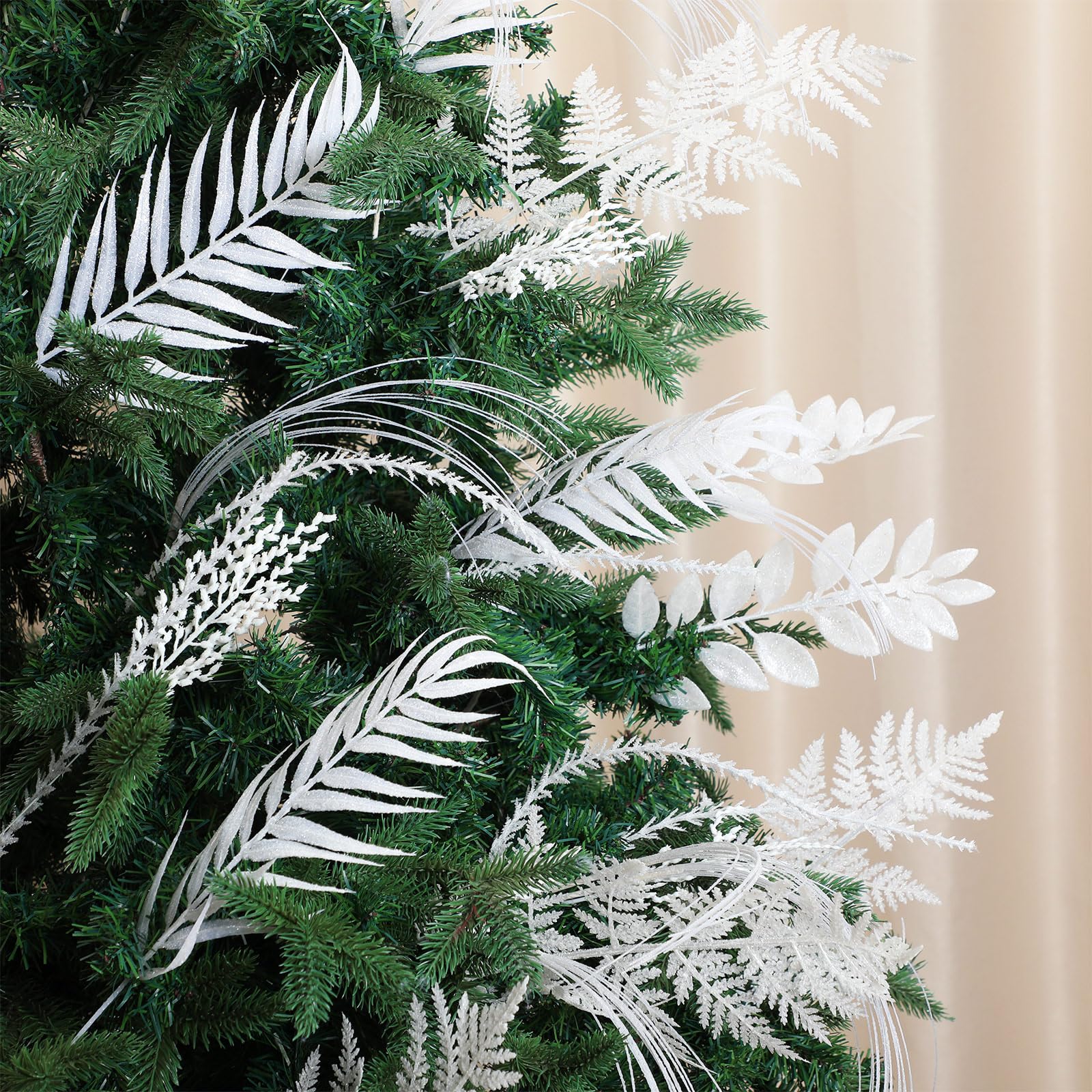 Snapklik.com : 50 Pcs White Christmas Tree Picks And Sprays Xmas Tree ...