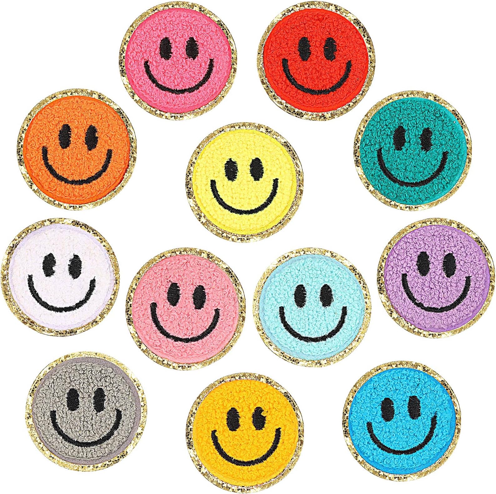 Amazon.com: 24 Pack Smiley Face Patches Sunflower Colorful Happy Smile ...
