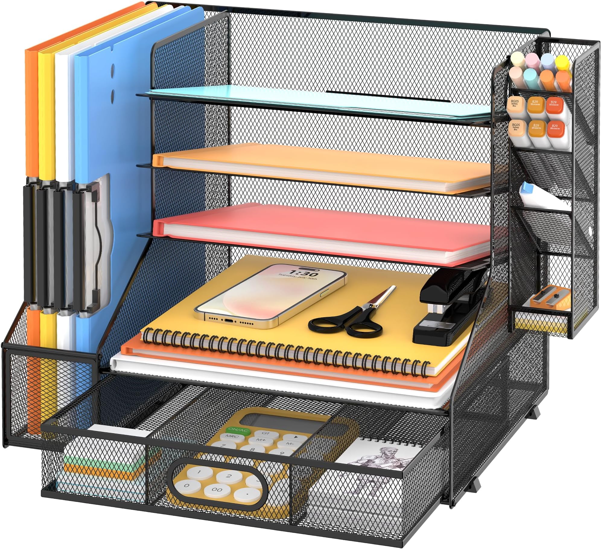 Amazon.com: Simple Trending 5 Tier Mesh Desk File Organizer, Paper ...