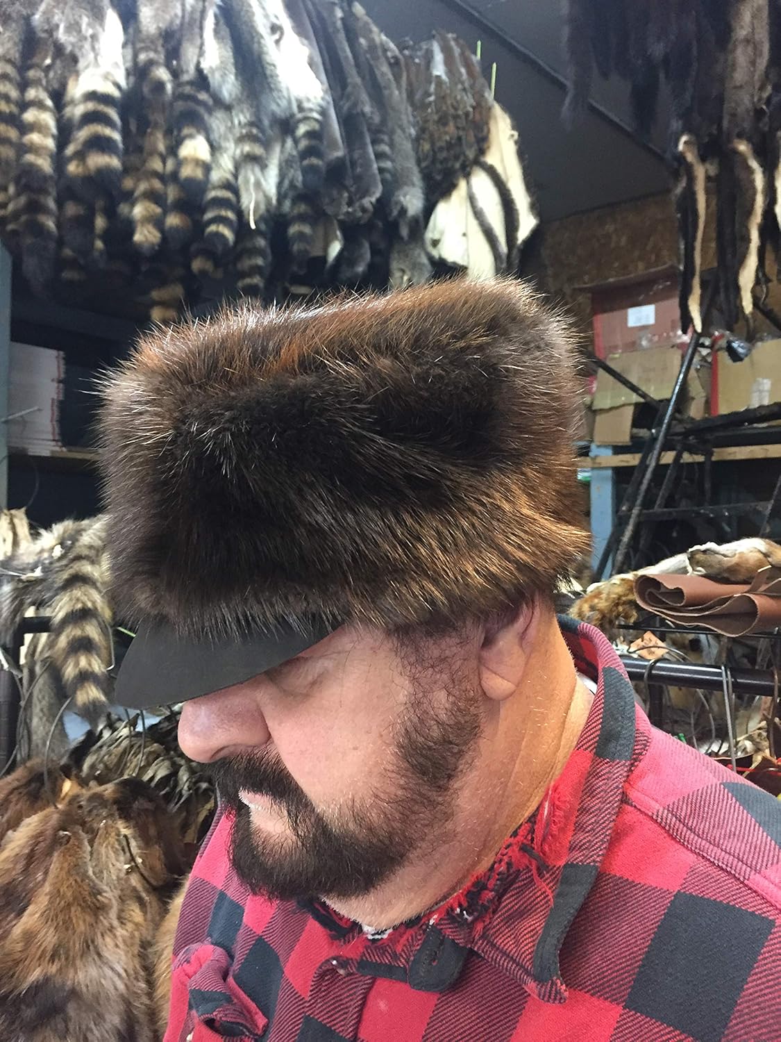 Beautiful Handmade Beaver Fur Hat Brown at Amazon Women’s Clothing store