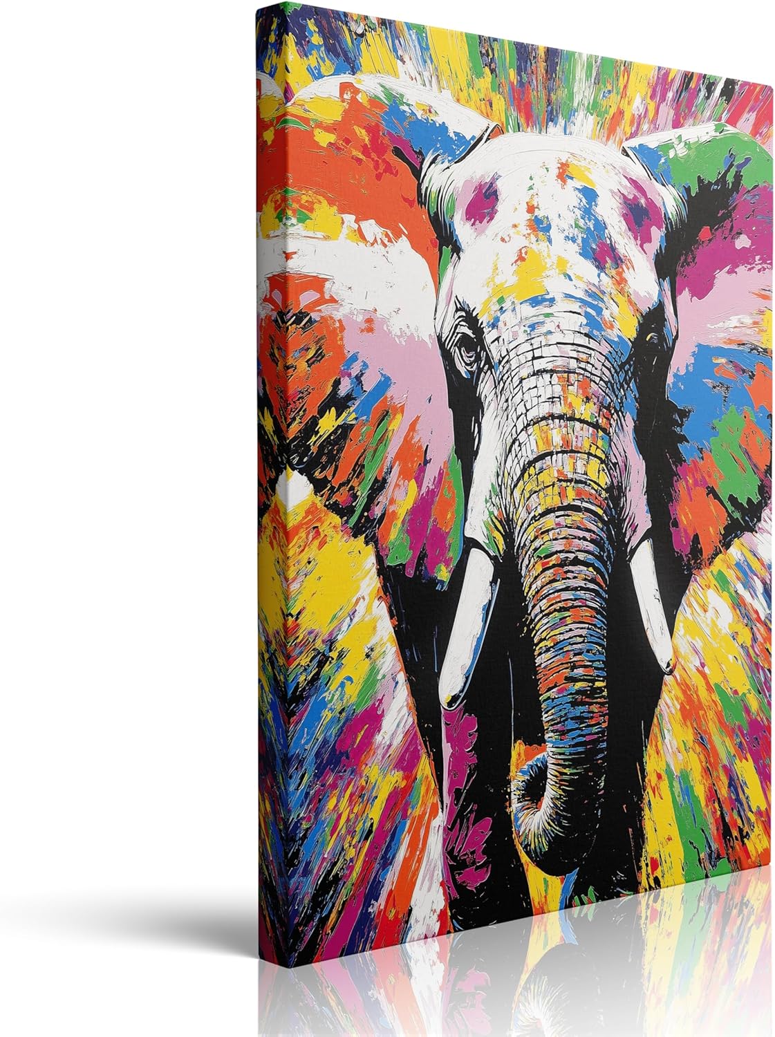 Amazon.com: Colorful Elephant Canvas Wall Art Framed Painting Modern ...
