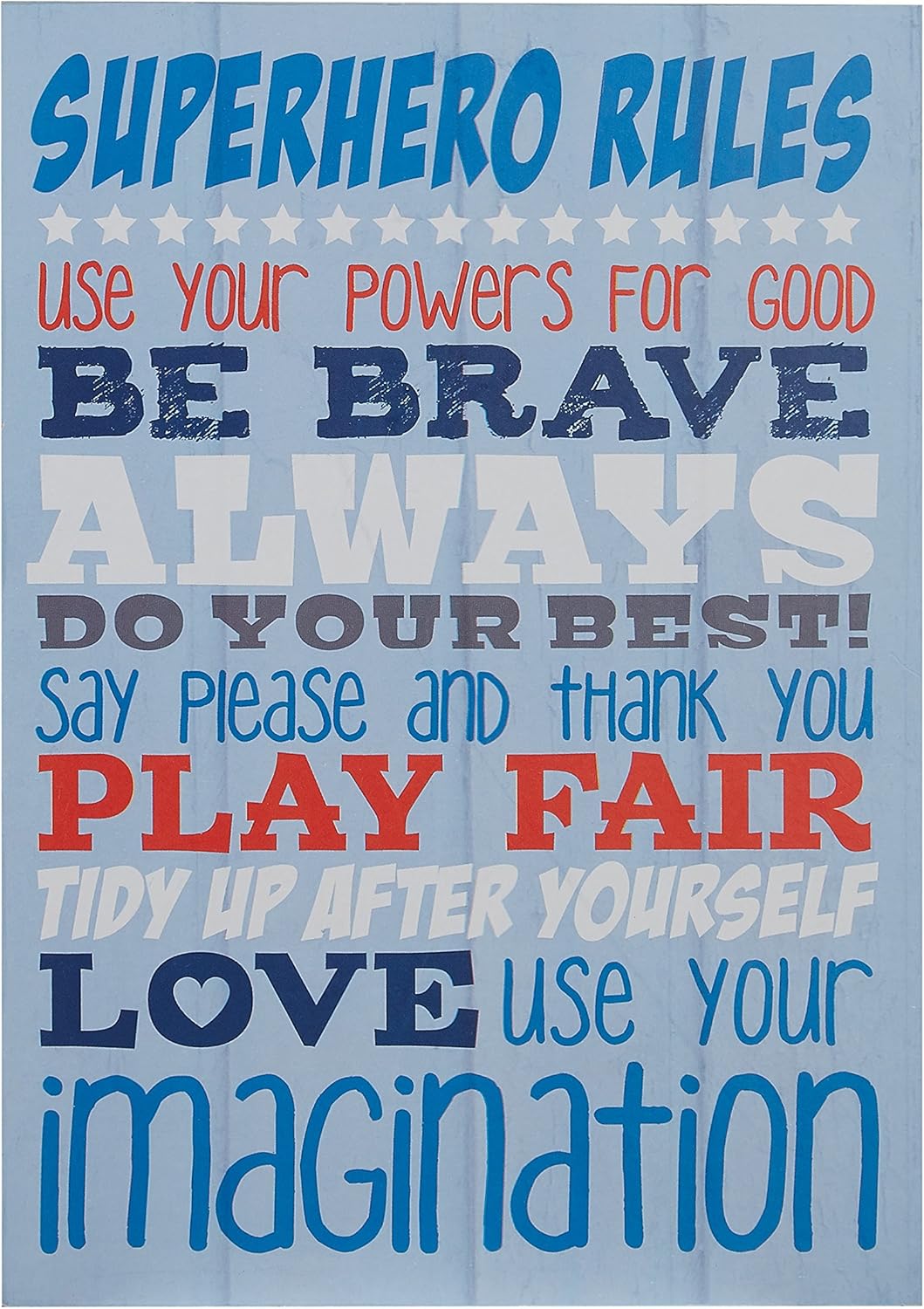 Premier Housewares 2800779 Kid's Super Hero Rules Wall Plaque - Blue ...