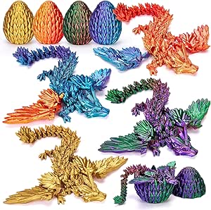 Amazon.com: TBOLINE 4 Pack 3D Printed Dragon with Wings and Egg ...