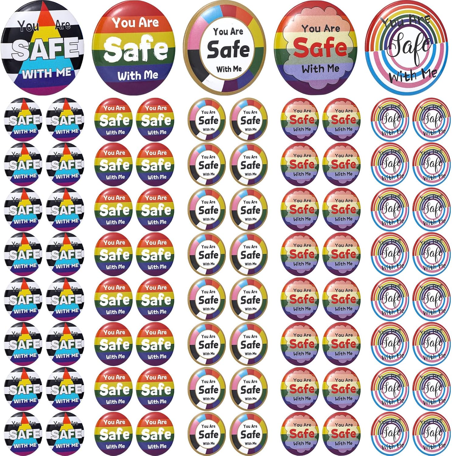 Amazon.com: Ecation 100 Pcs You Are Safe with Me Pins Rainbow Lgbt ...