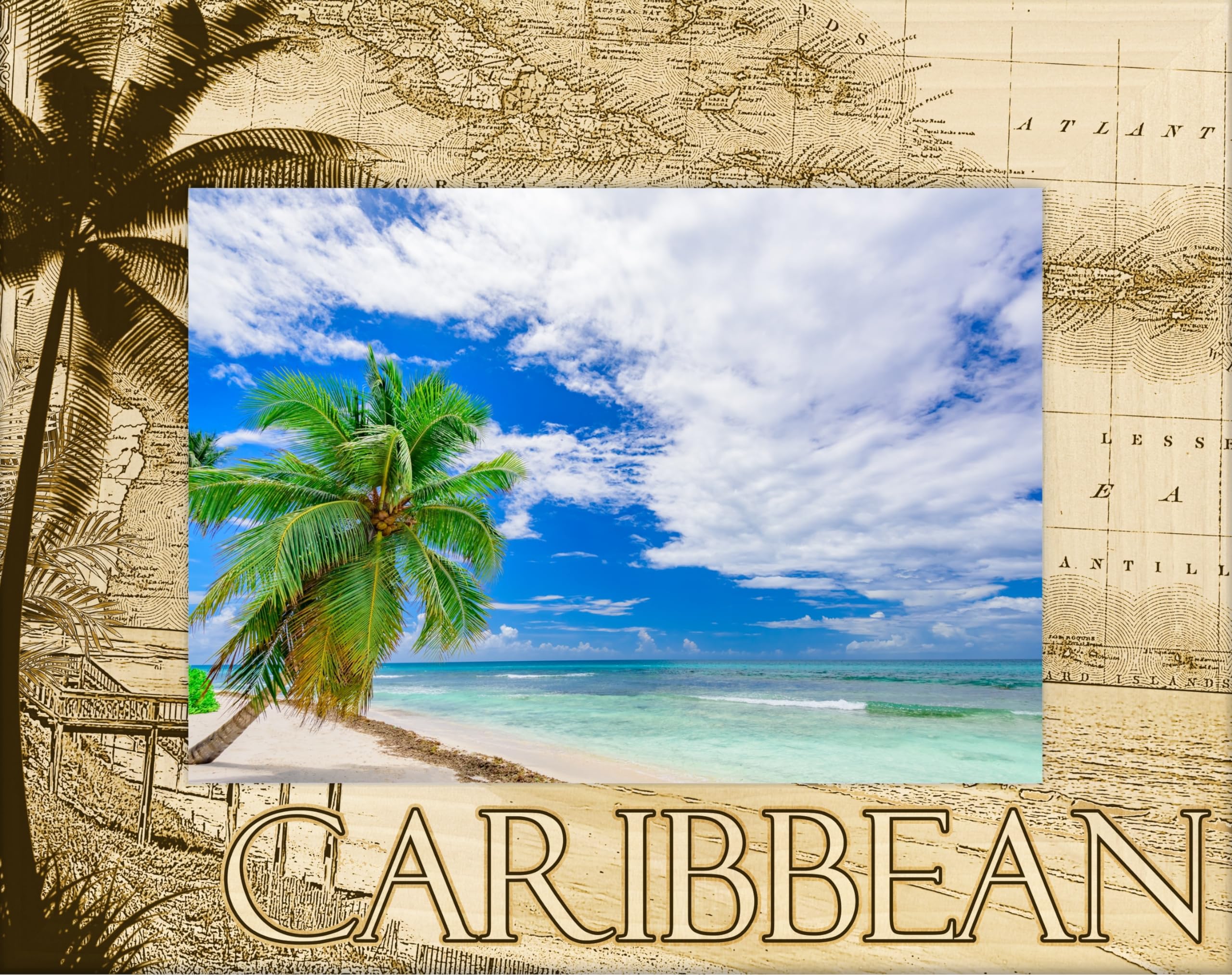 Amazon.com - SMS Gifts Caribbean Laser Engraved Wood Picture Frame ...