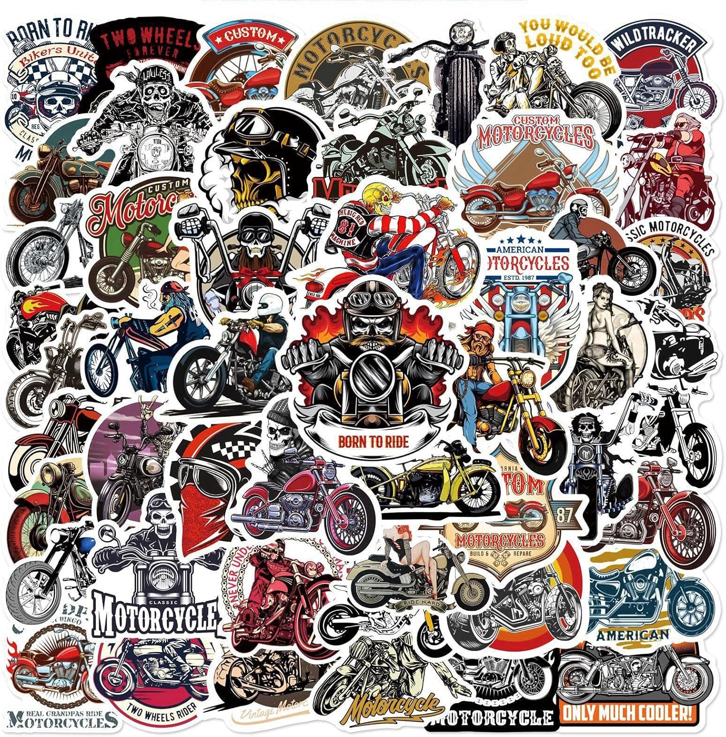 Amazon.com: Hoghaki Motorcycle Stickers Pack, 50 Cool Motor Vinyl ...