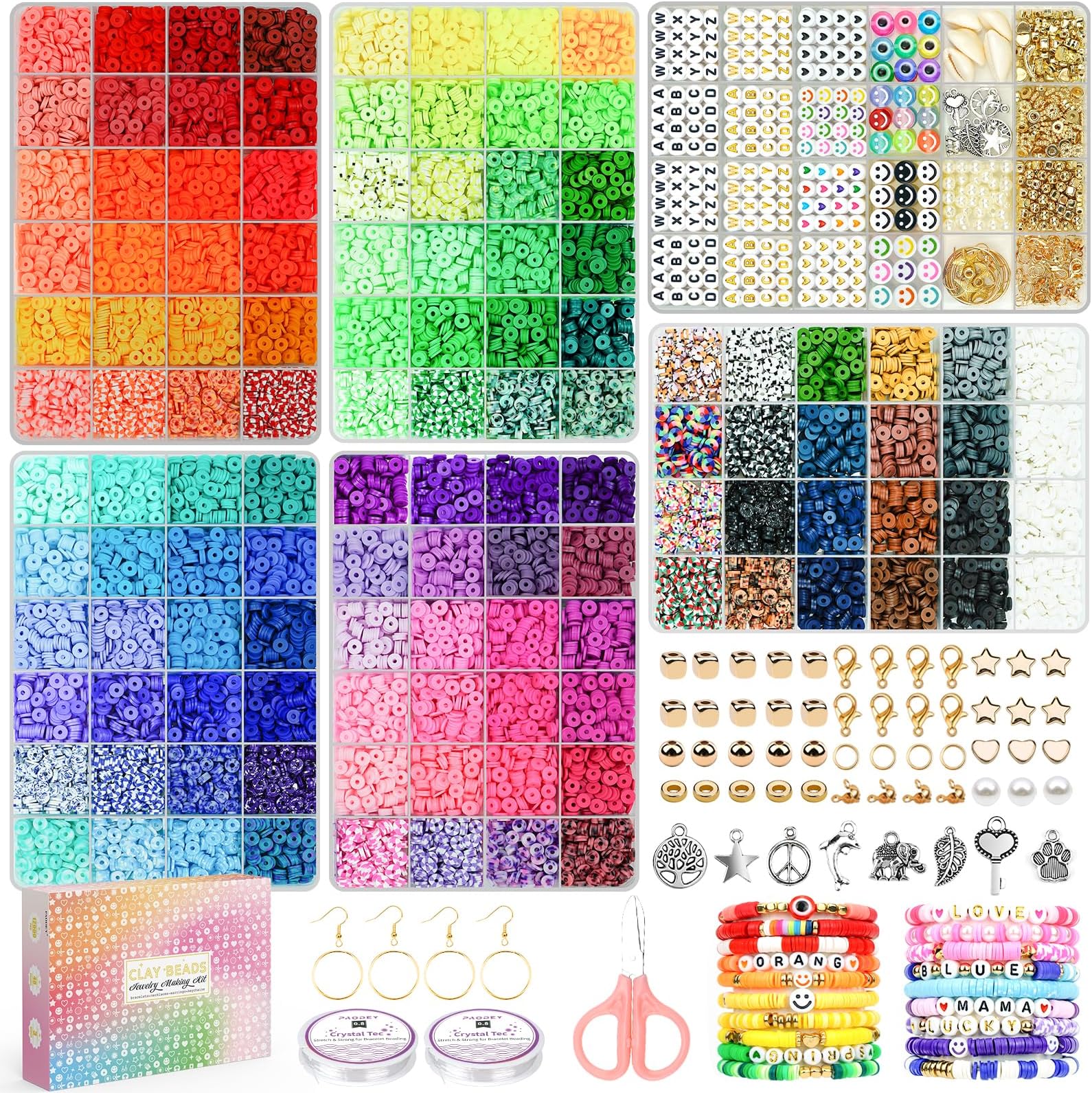 Amazon.com: Redtwo 23000 Pcs Clay Beads Bracelet Making Kit 144 Colors ...
