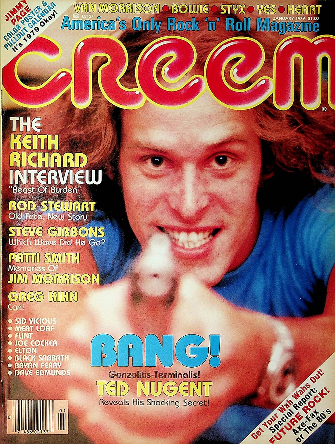 Creem Rock Magazine Keith Richard / Ted Nuggent / Memories Of Jim ...