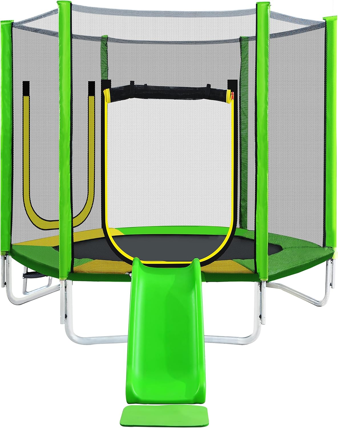 Hexagonal 7ft Kids Trampoline with Slide, LTGB Safety Enclosure Net ...