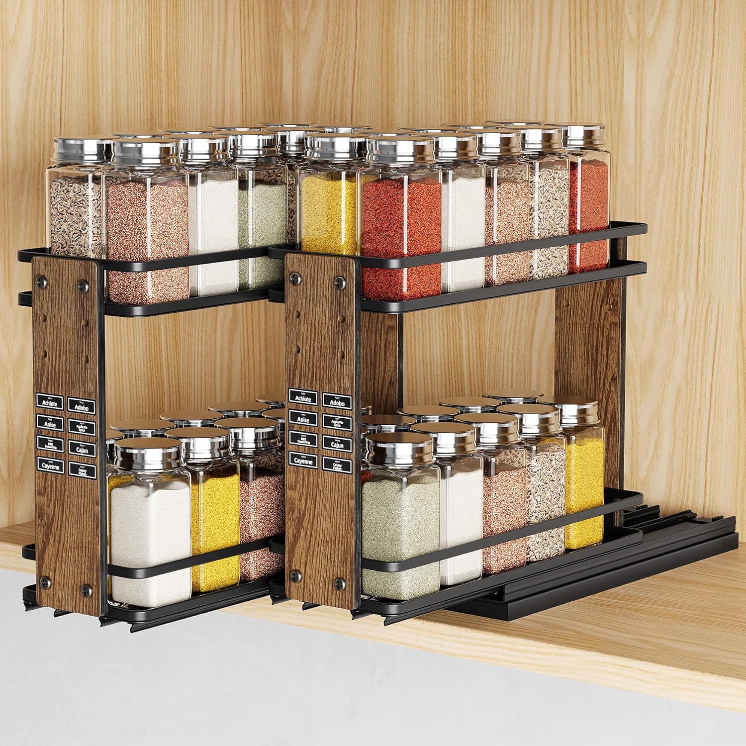 Amazon.com: Orimade Adjustable Height Pull Out Spice Rack Organizer for ...