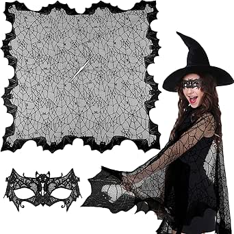 Amazon.com: BOARDFEB 2 Pcs Halloween Poncho for Women Black Bat Spider ...