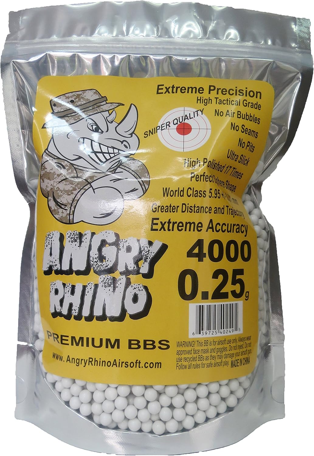 Amazon.com : Angry Rhino 0.25g Premium Airsoft BBs 4000 Rounds : Sports ...