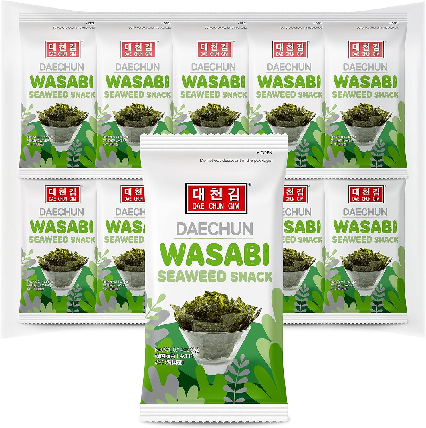 Daechun (Choi's1) Wasabi Seaweed Snack Confezione da 20 Prodotto della ...
