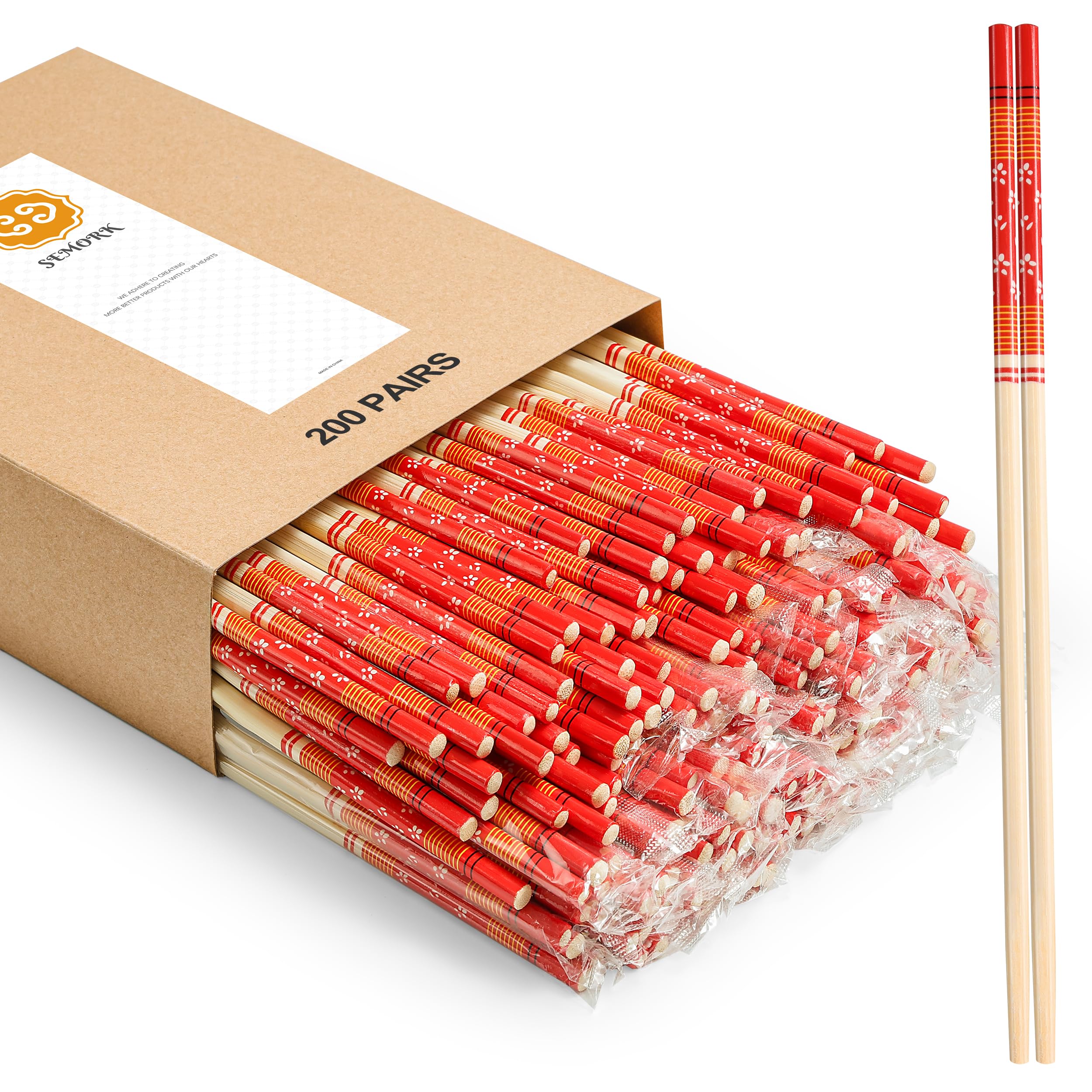 Amazon.com: SEMORK 200 Pairs Disposable Chopsticks Premium Bamboo Bulk ...